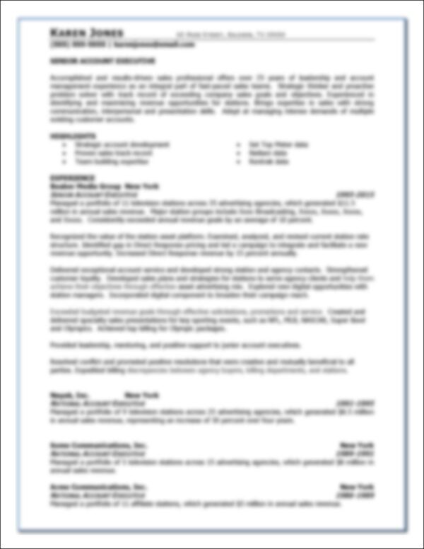 Advertising Agency Resume Example - Distinctive Career Services