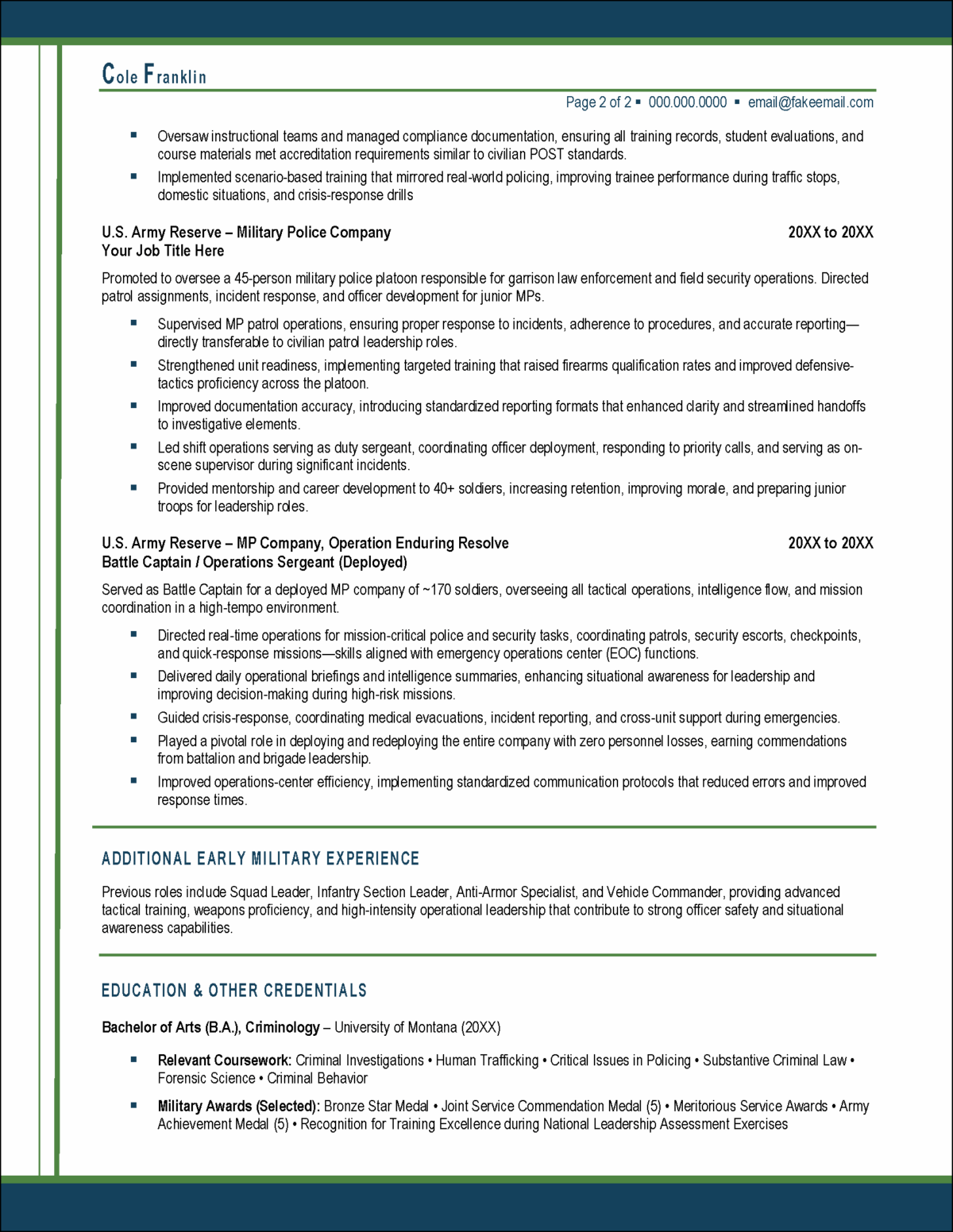 Law Enforcement & Corporate Security Resume Examples - Distinctive ...